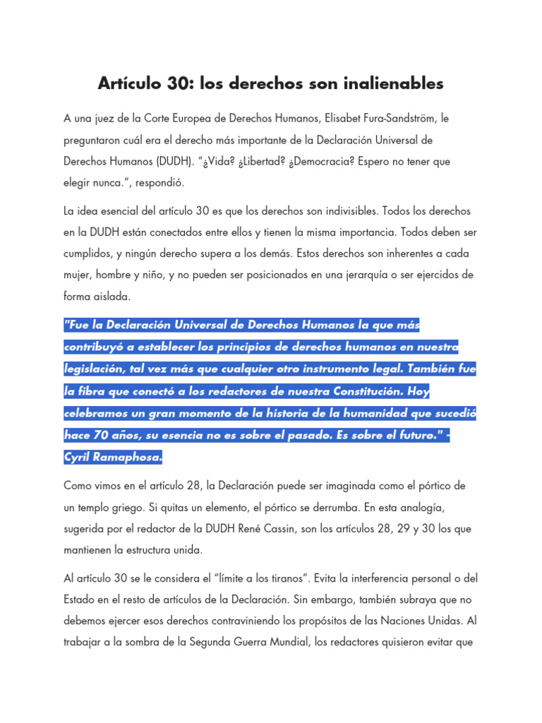 Artículo 30 | PDF | Derechos humanos | Justicia