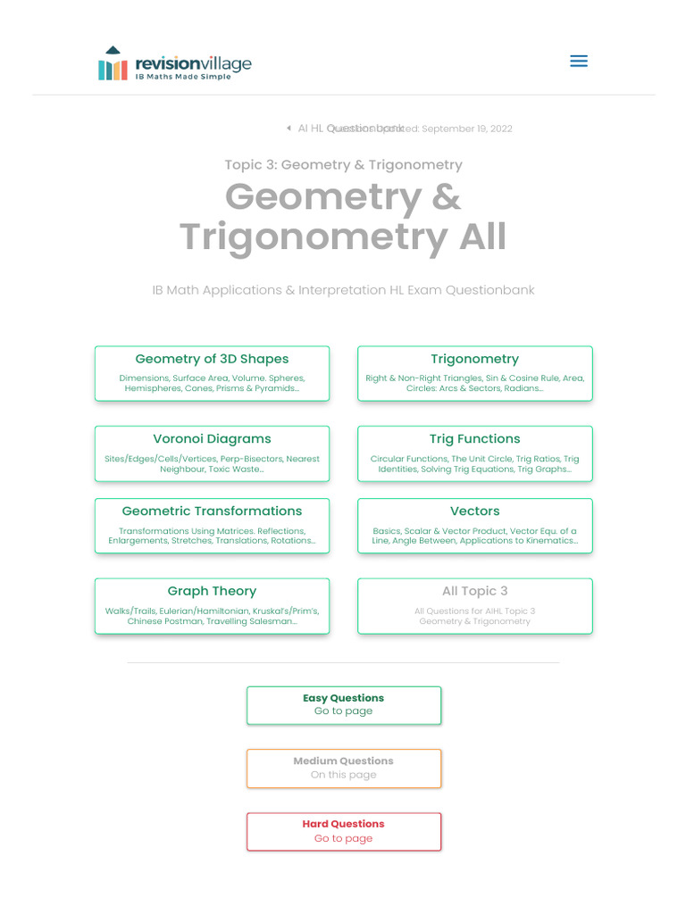 IB Math AI HL Geometry & Trigonometry | PDF | Trigonometric Functions ...