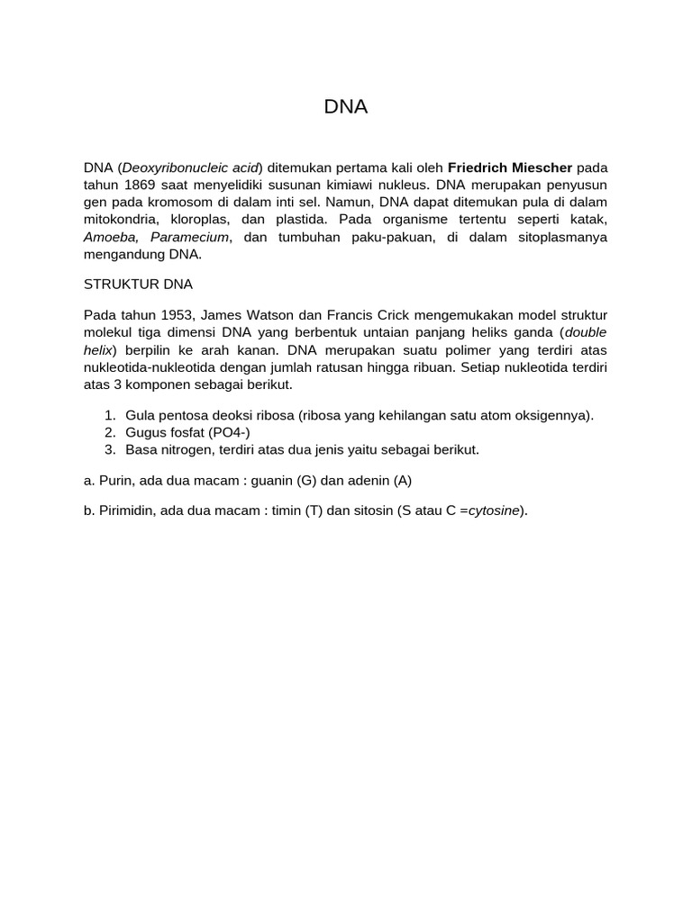 Struktur dan Replikasi DNA Lengkap | PDF