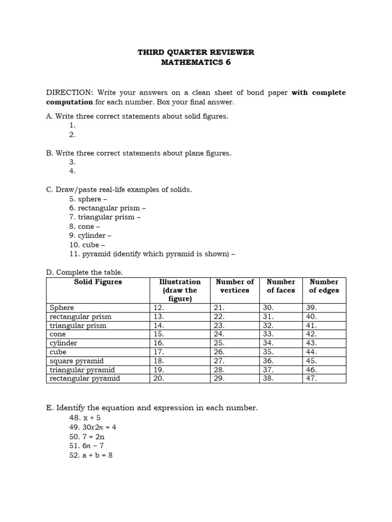 Third Quarter Reviewer | PDF | Euclidean Geometry | Mathematics