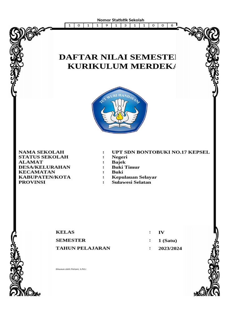 Daftar Nilai Pai Kumer Smester 1 | PDF