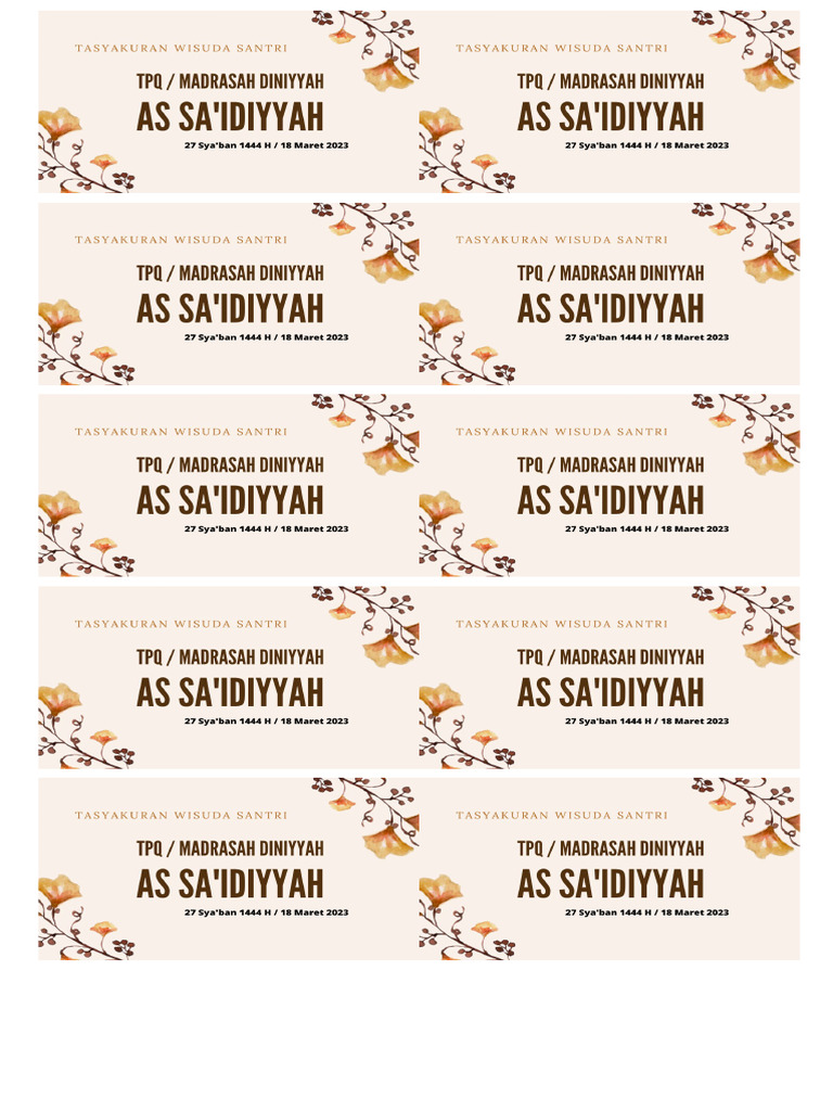 Label Jajan Wisuda Santri | PDF