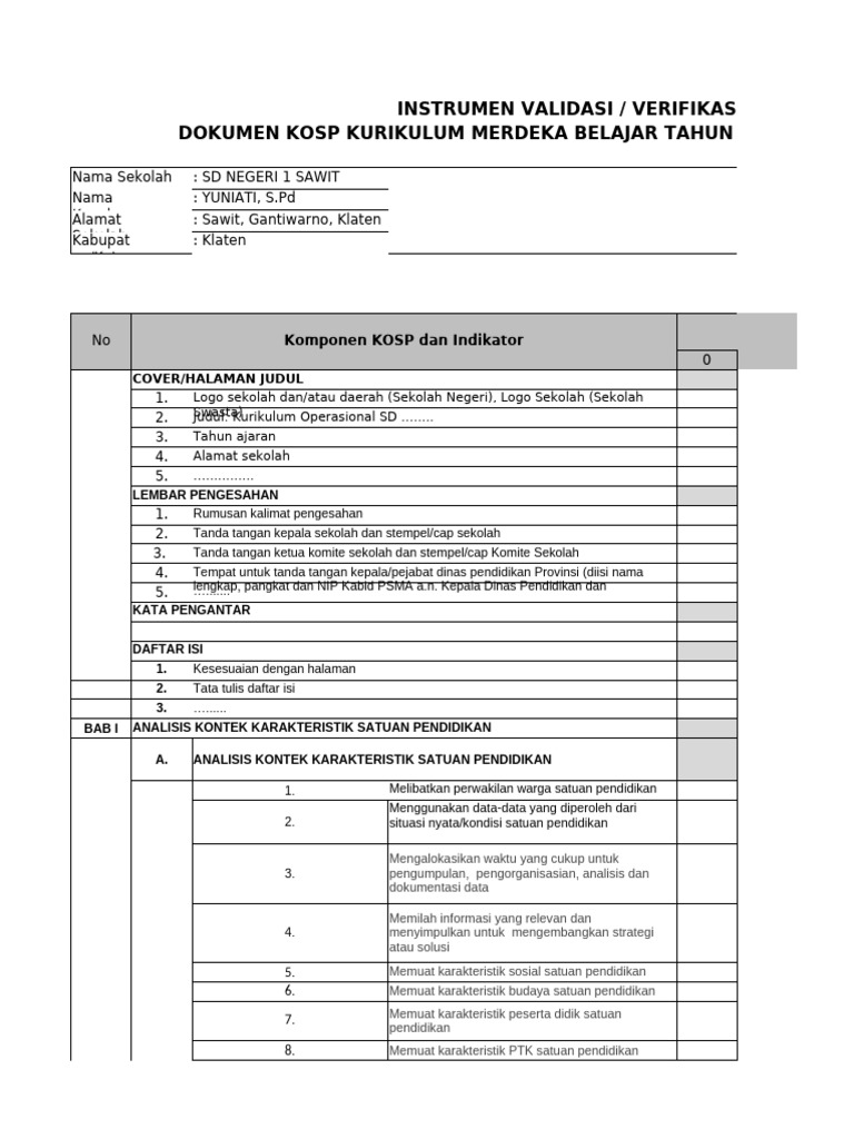 Instrumen Verval KOSP | PDF