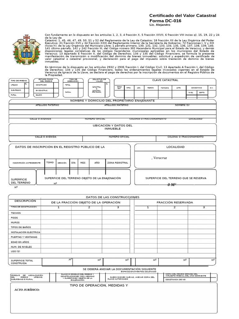 Certificado Del Valor Catastral Forma DC-016 | PDF | Ley común ...
