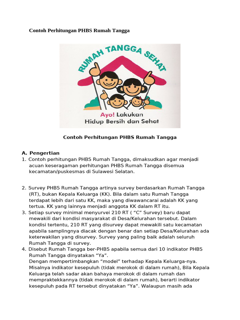 Contoh Perhitungan PHBS Rumah Tangga | PDF | Kesehatan Holistik