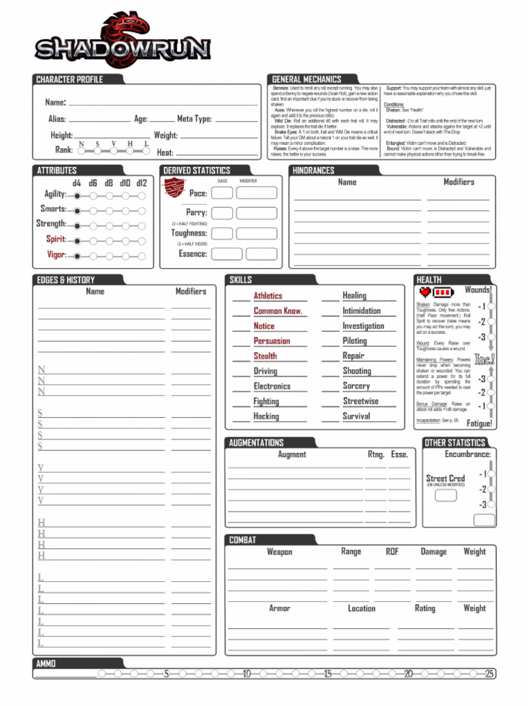 Charsheet - Savage Shadowrun | PDF