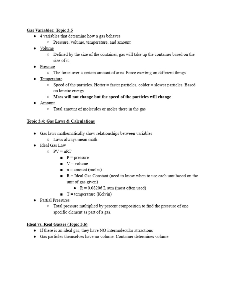 Gas Variables & Laws Explained | PDF