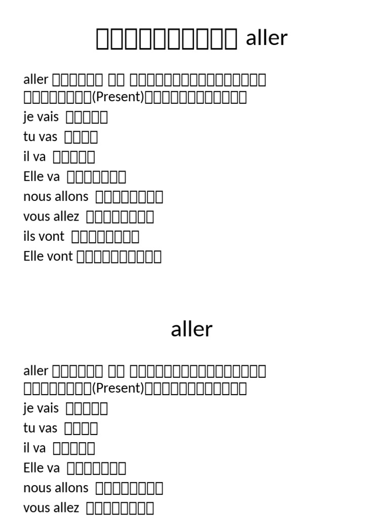 ทบทวนกริยา Aller | PDF
