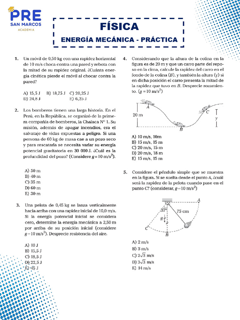 Física: Práctica de Energía Mecánica | PDF