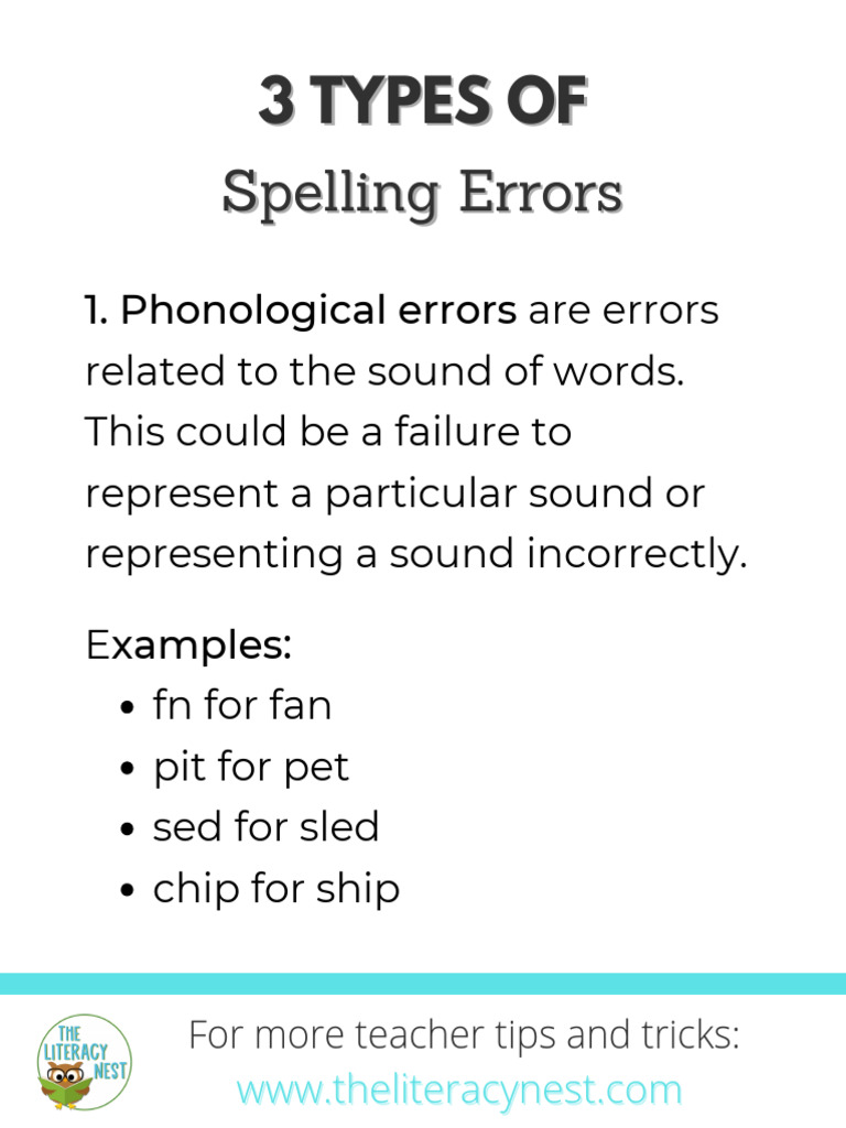 3 Types of Spelling Errors | PDF | Language Arts & Discipline | Foreign Language Studies