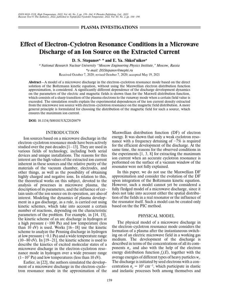 Effect of Electron-Cyclotron Resonance Conditions in A Microwave ...