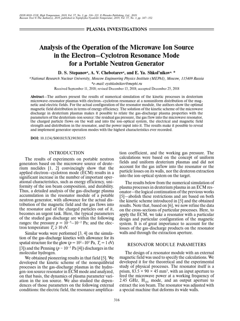 Analysis of The Operation of The Microwave Ion Source in The Electron ...