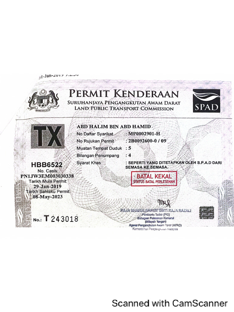 Permit Kenderaan Abd Halim | PDF