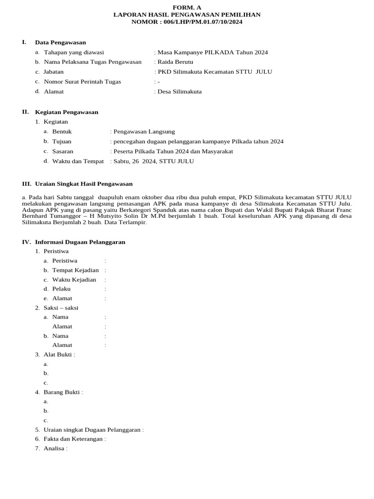 LHP Silimakuta 24 Oktober 2024 | PDF