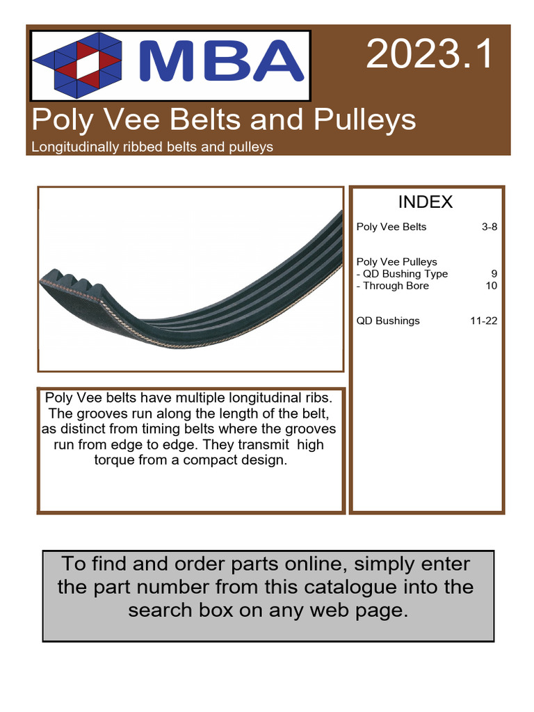 Poly Vee Belts and Pulleys | PDF | Belt (Mechanical) | Manufactured Goods