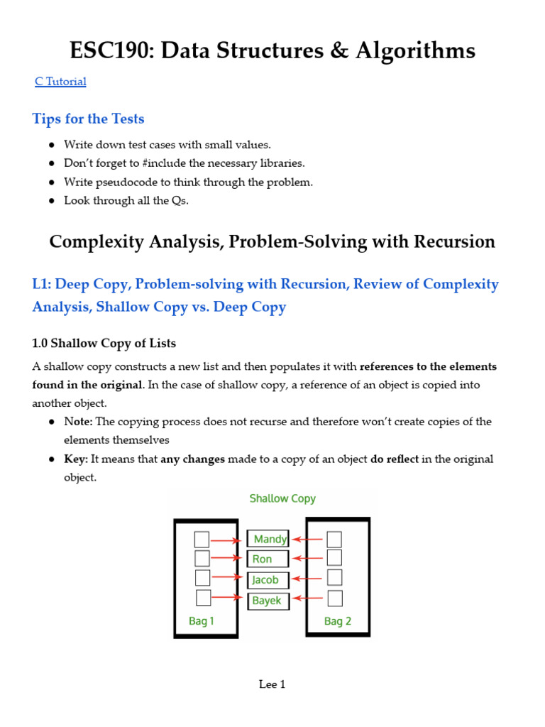 ESC190 Data Structures Algorithms | PDF | Pointer (Computer Programming) | Integer (Computer ...