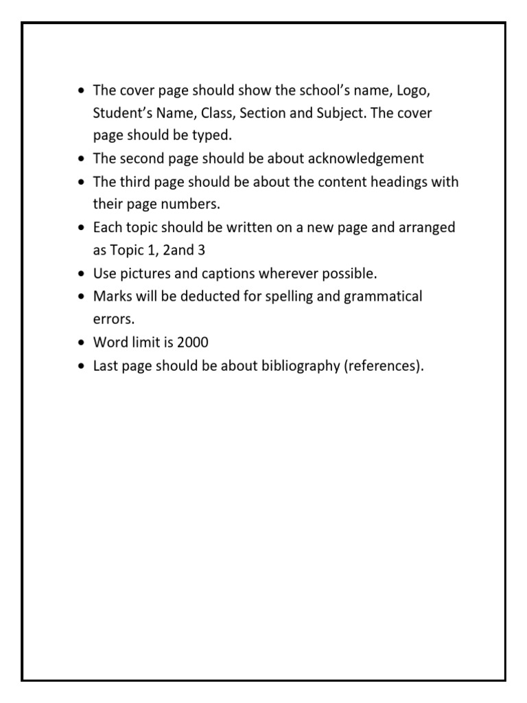 The Cover Page Should Show The School's Name, Logo, Student's Name ...
