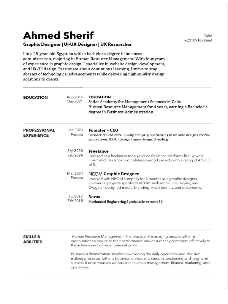 Ahmed Sherif CV | PDF | Design | Computing