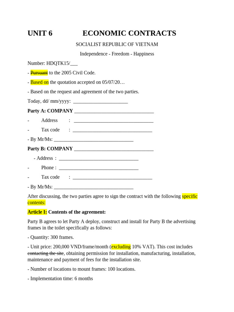 Unit 6 e - Economic Contract | PDF | Advertising | Private Law