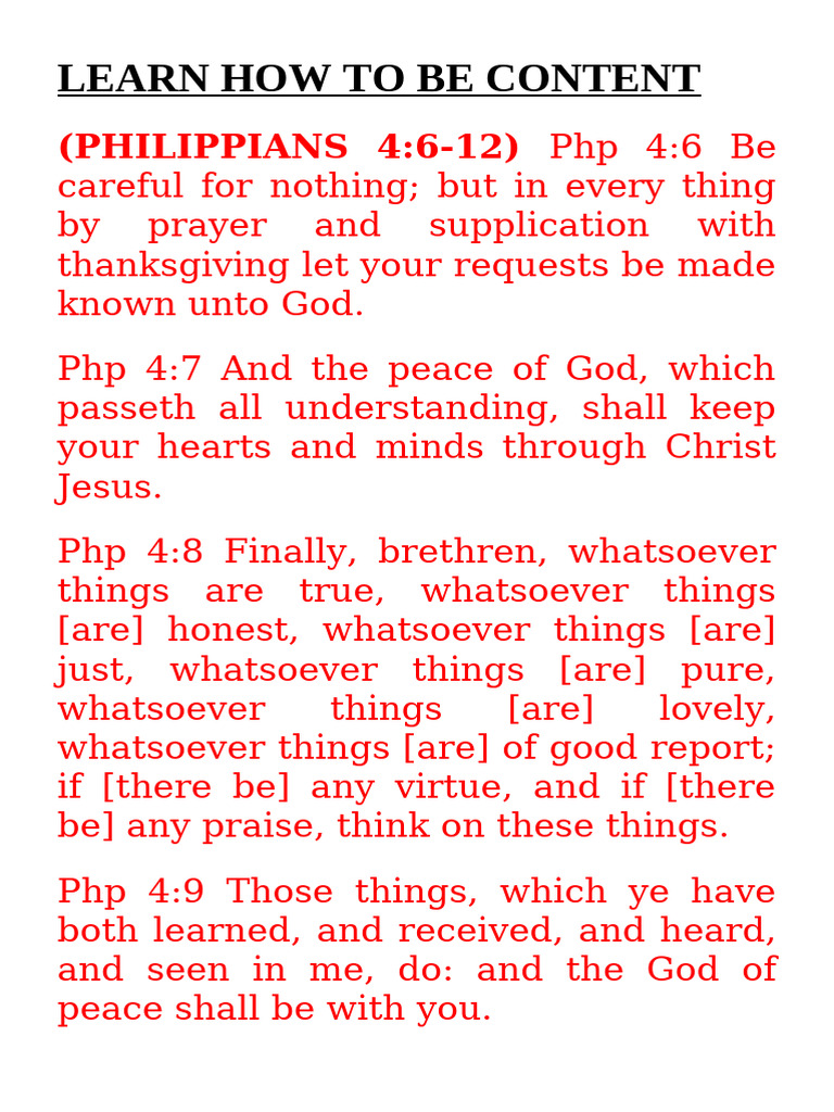 Learn How To Be Content | PDF | Paul The Apostle | God
