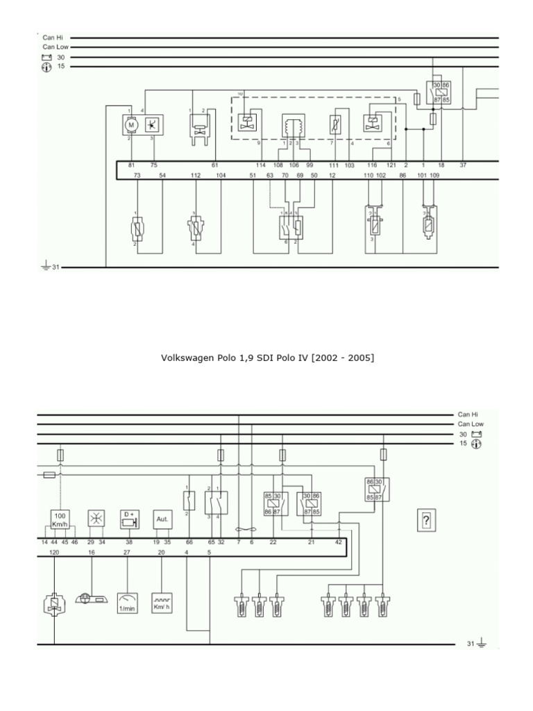 Diagrama eléctrico VW Polo 1.9 SDI 2002-2005 | PDF | Tecnología