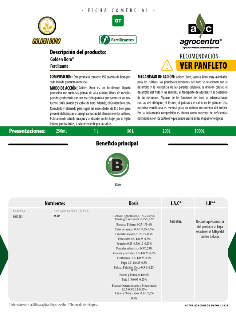 Fertilizante Golden Boro: Uso y Beneficios | PDF | Fertilizante | Boro