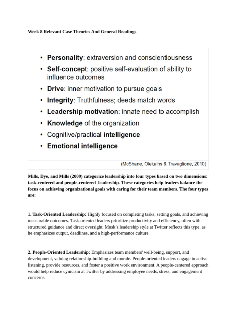 Week 8 Lecture Analysis | PDF | Leadership | Goal