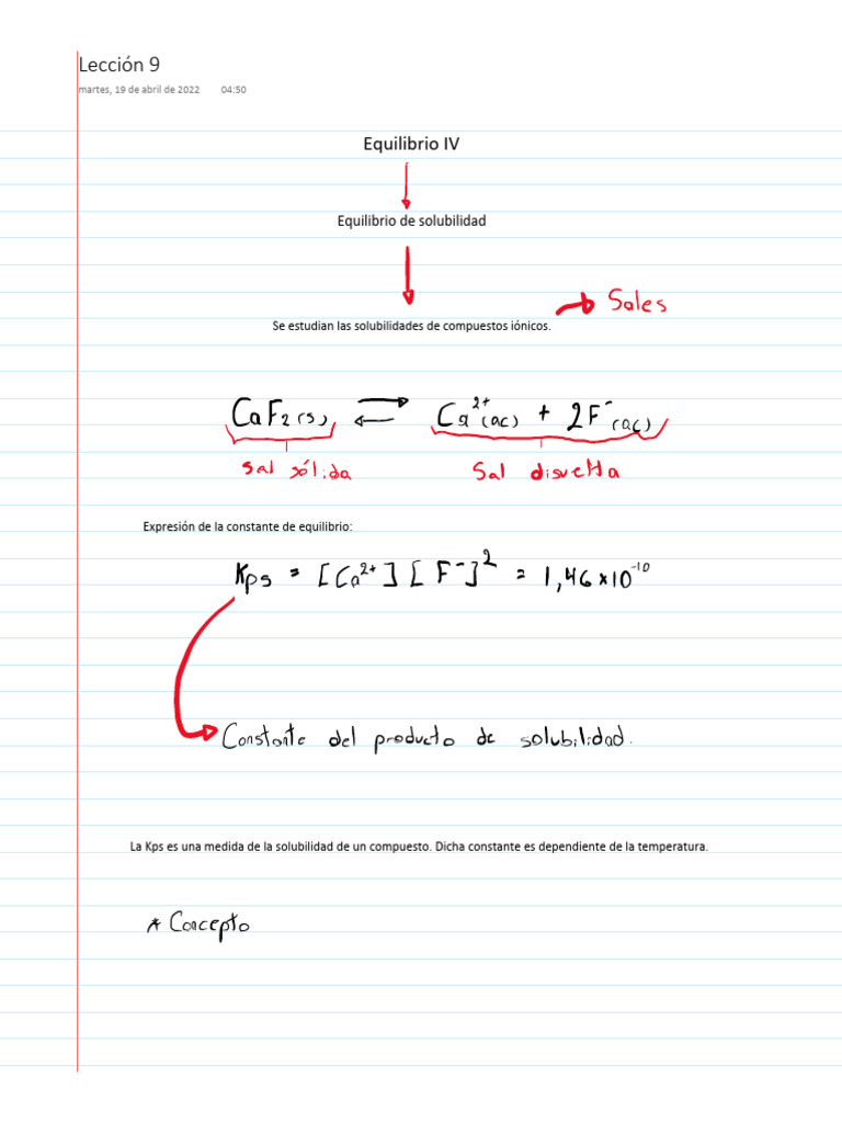 Clase 9. Equilibrio IV (Equilibrio de Solubilidad) | PDF