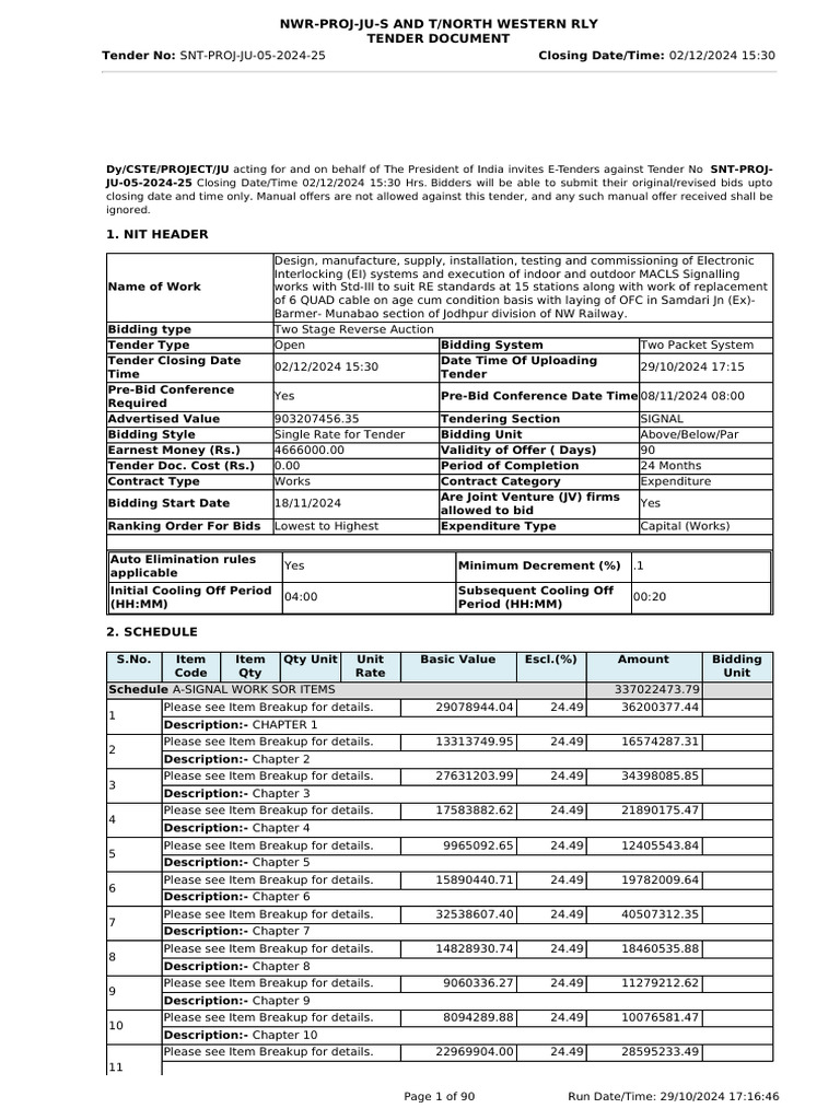 Nit Tender No Snt-Ju-05 2024 (SMR-MBF) PDF | PDF | Fuse (Electrical) | Relay