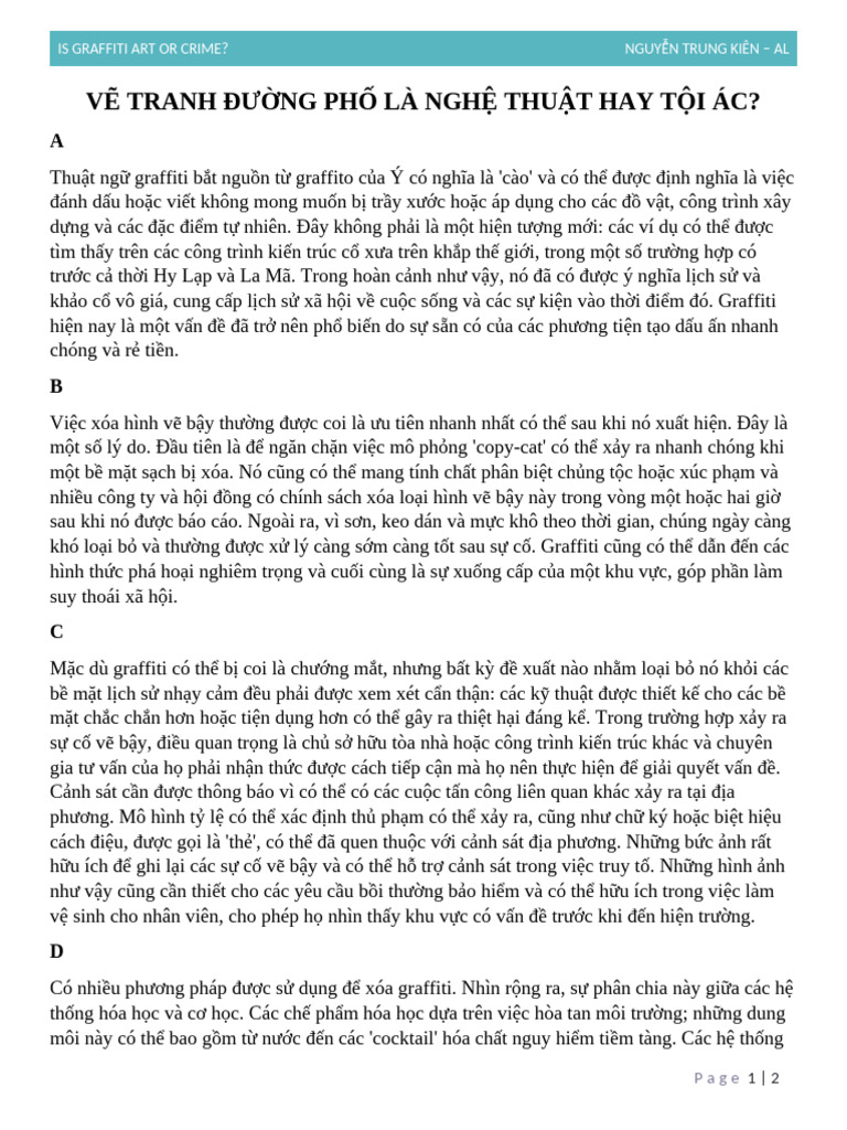 Is Graffiti Art or Crime | PDF