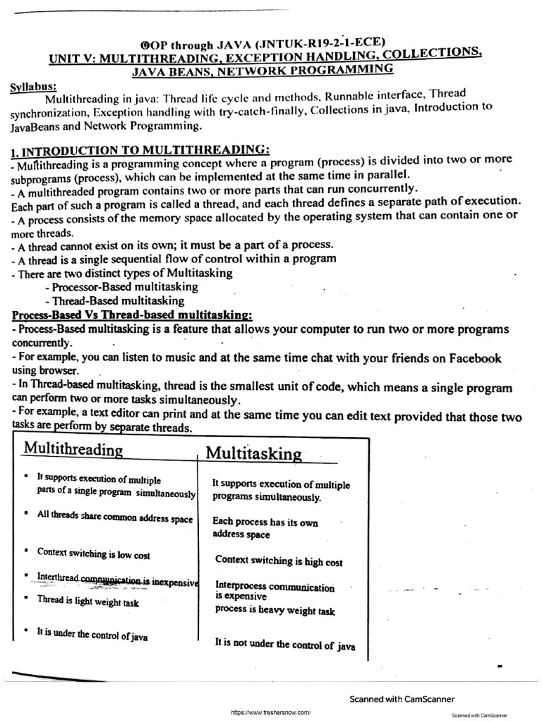 JNTUK R19 B.Tech ECE 2-1 OOPT Java Unit 5 Notes | PDF | Foreign ...