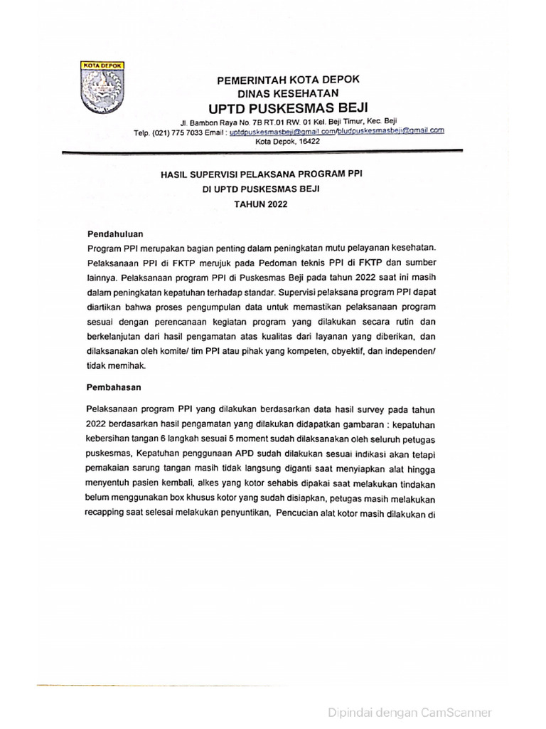 Hasil Supervisi Pelaksana Program Ppi | PDF