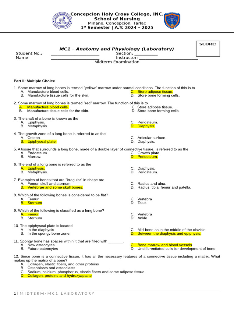 Anatomy and Physiology Laboratory MIDTERM EXAM - Nursing | PDF | Heart Valve | Atrium (Heart)