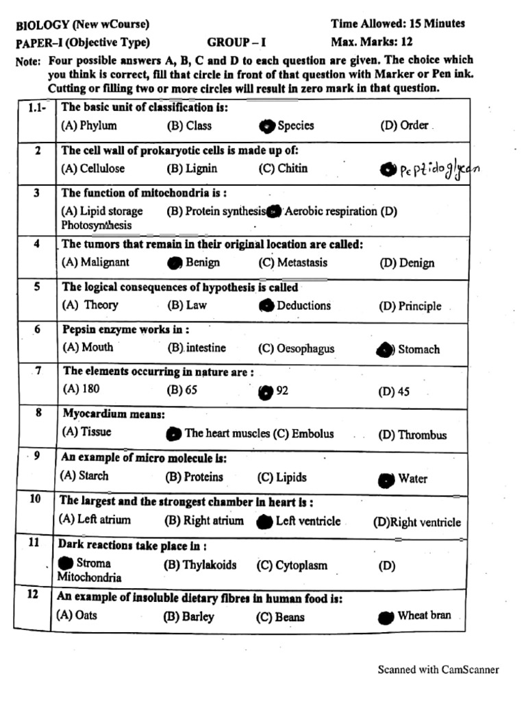 9th Class Biology Important MCQs (Waqas Nawa) | PDF