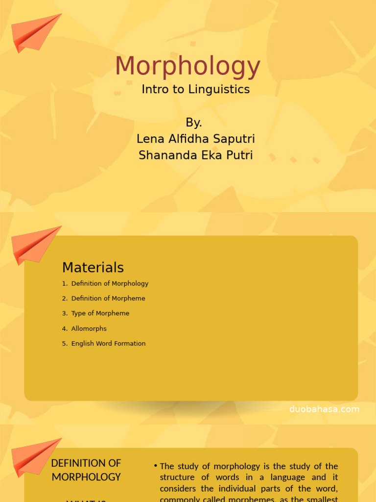 Ppt Morphology Linguistics | PDF | Word | Morphology (Linguistics)