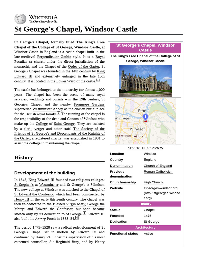 St George's Chapel: History & Architecture | PDF | European Royal ...