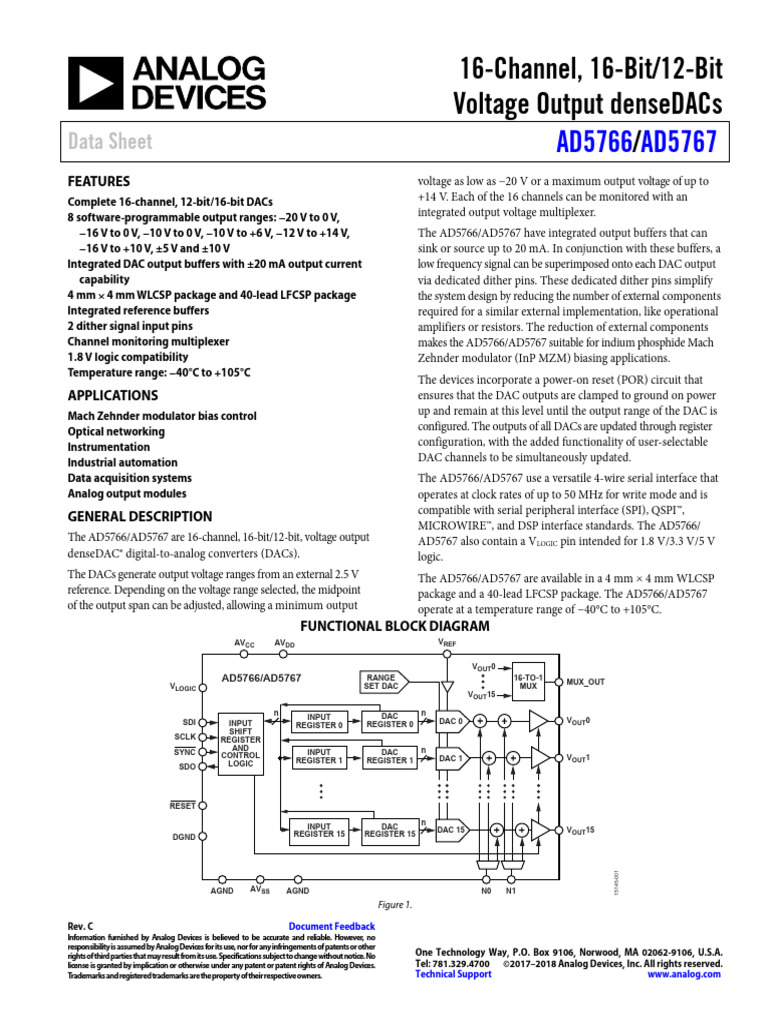 Ad5766 5767 | PDF | Power Supply | Digital To Analog Converter