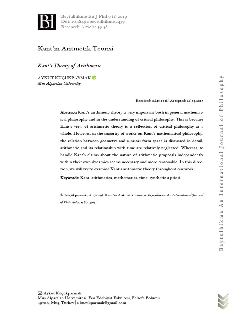Kantın Aritmetik Teorisi | PDF