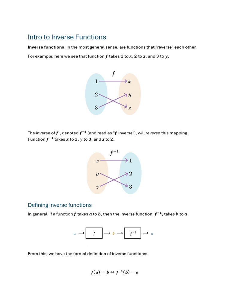 Intro To Inverse Functions | PDF | Science & Mathematics | Computers