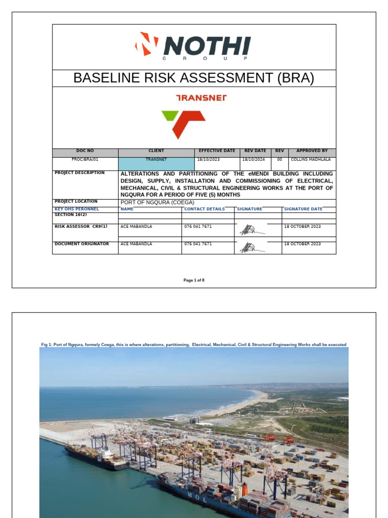 BASELINE OHS RISK ASSESSMENT (BRA) | PDF | Risk | Occupational Safety ...