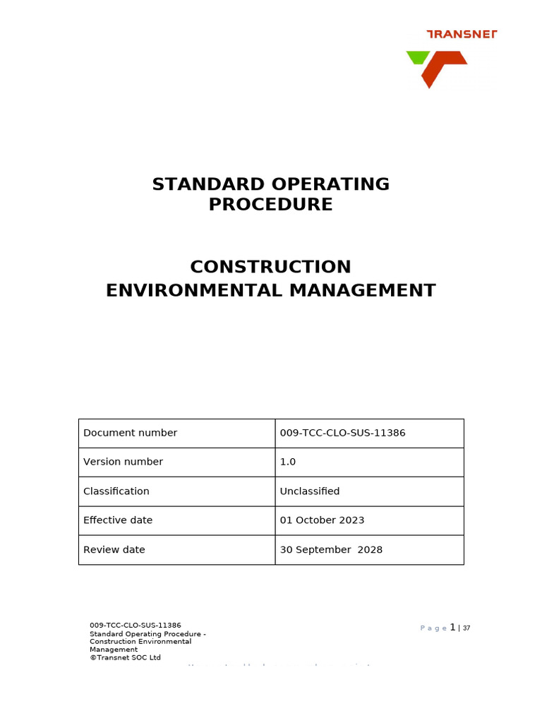 Construction Environmental Management SOP | PDF | Audit