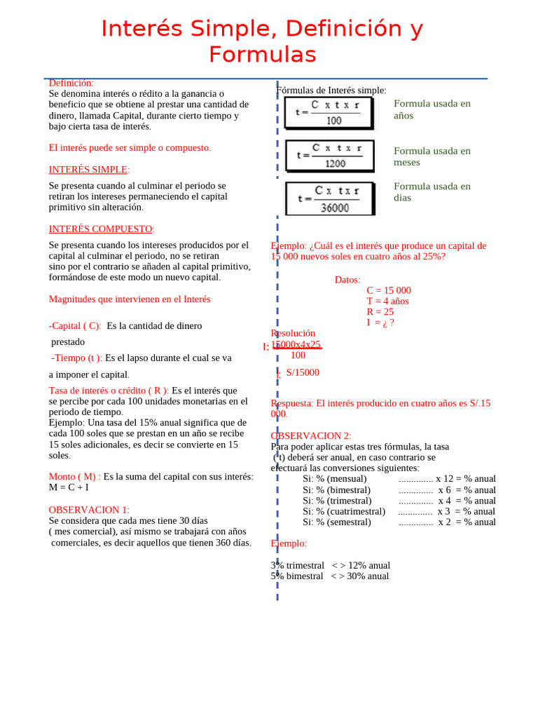 Definicion de Interes Simple | PDF | Interés | Tasas de interés