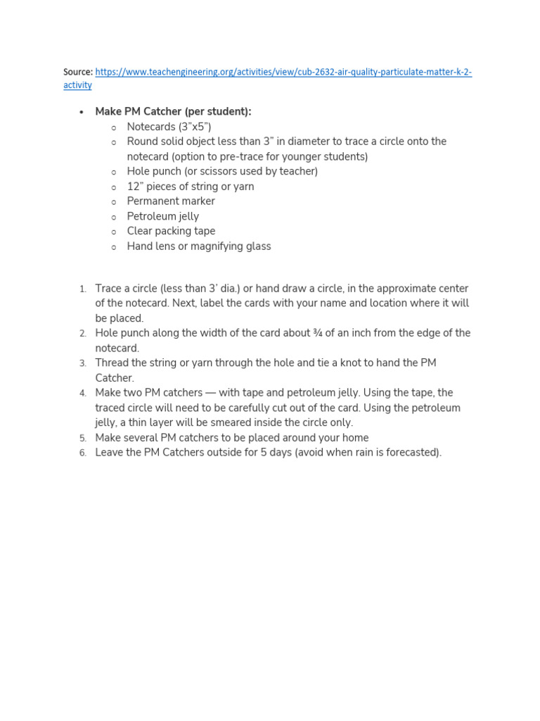Air Particulate Matter Protocol | PDF