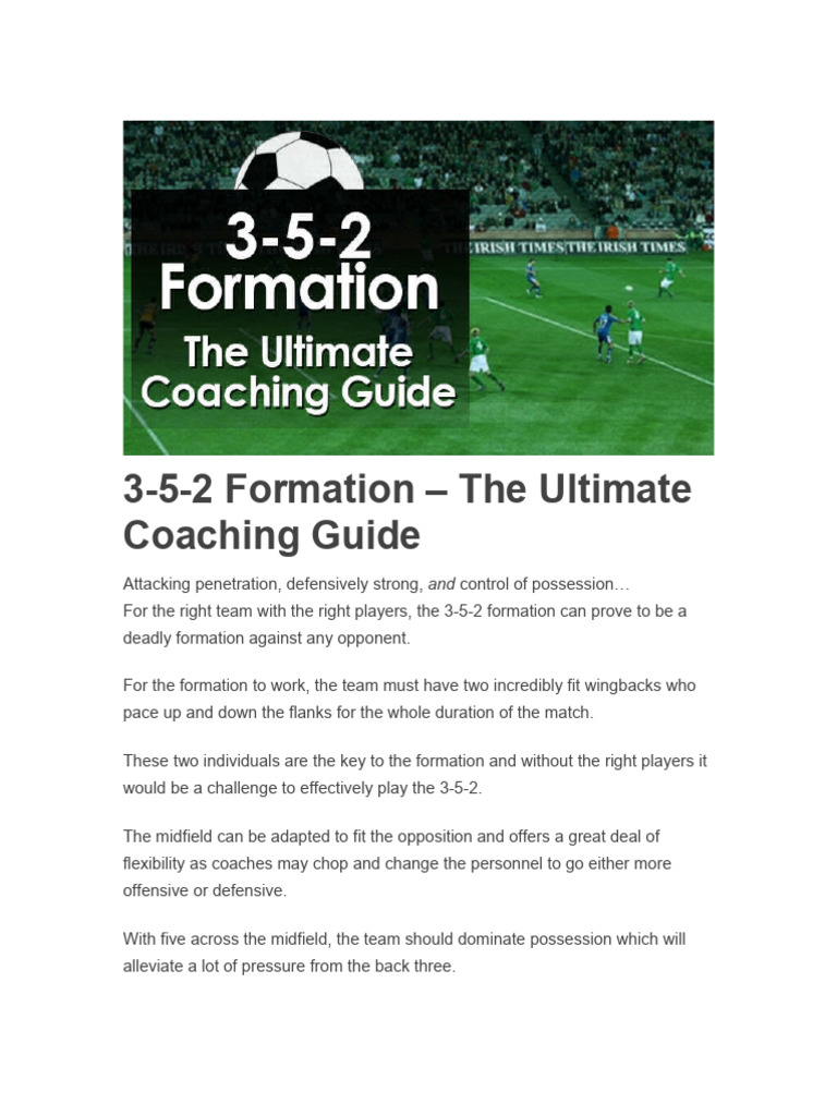 3-5-2 Rôle Des Joueurs Anglais | PDF | Forward (Association Football) | Defender (Association ...