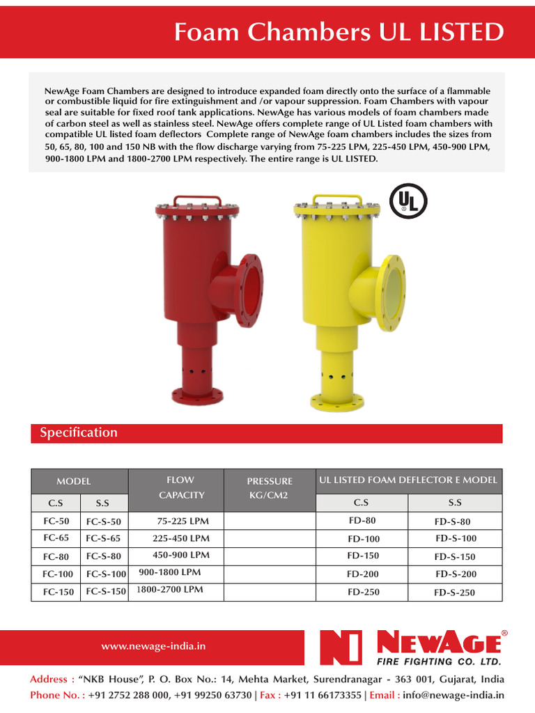 Newage Foam Chamber UL LISTED | PDF