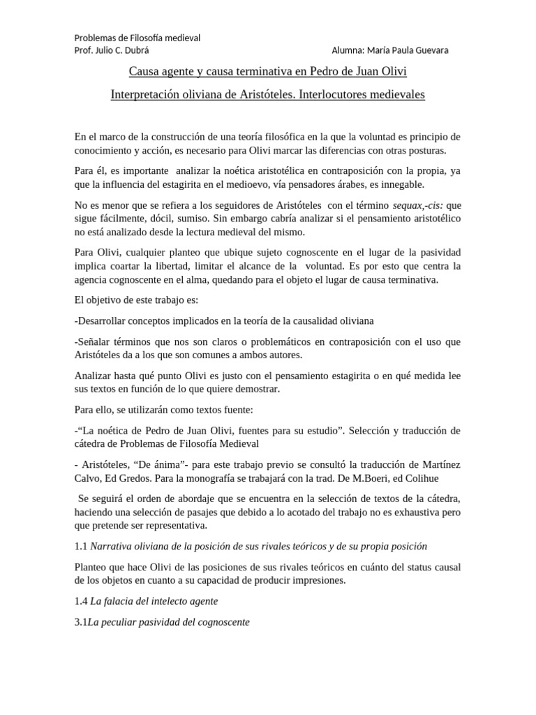 Causa Agente y Causa Terminativa en J | PDF | Aristóteles | Conocimiento