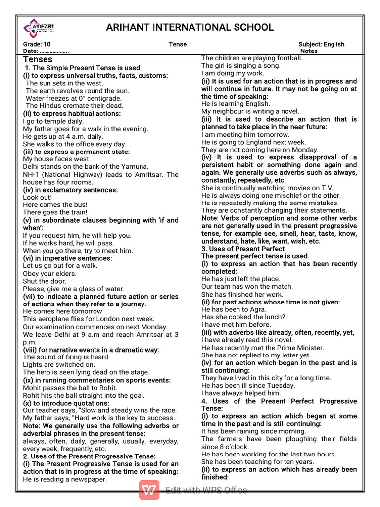 10 Tense | PDF | Syntax | Language Mechanics