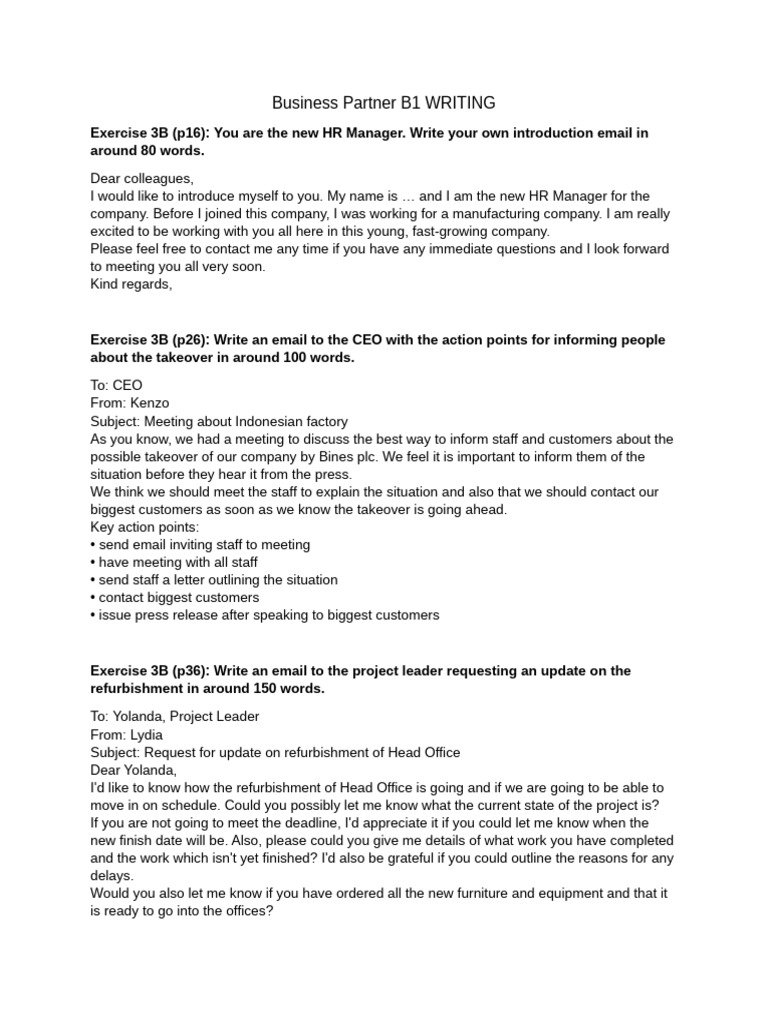 Sample Writing BPB1 U1 U8 | PDF