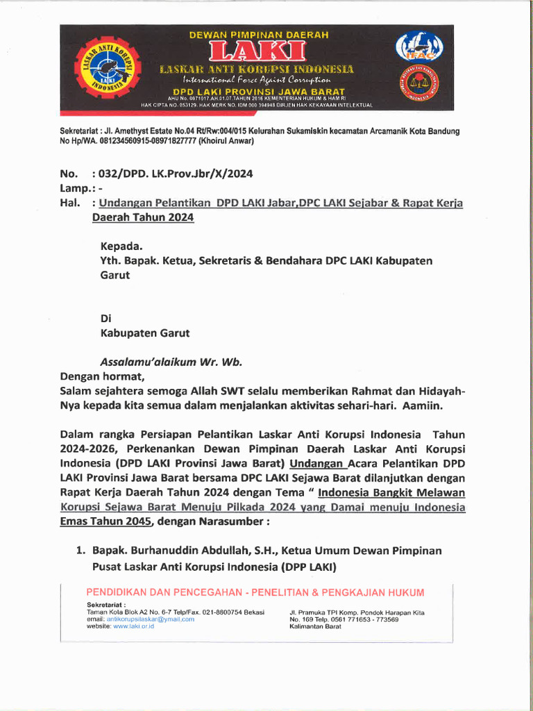 Undangan DPC LAKI Kabupaten Garut | PDF