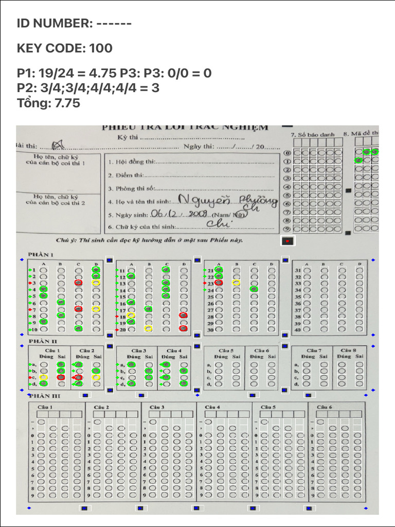 ID NUMBER: - Key Code: 100 P1: 19/24 4.75 P3: P3: 0/0 0 P2: 3/4 3/4 4/4 ...